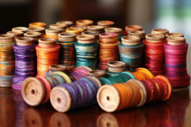 Silk Thread Spools Arranged for Sari Making Stock Illustration ...