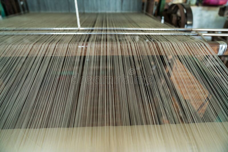 Silk Threads on Weaving Machine. Vietnamese Handmade Silk Producing ...