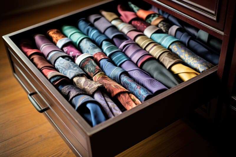Silk Ties Folded Neatly in a Drawer Stock Illustration - Illustration ...