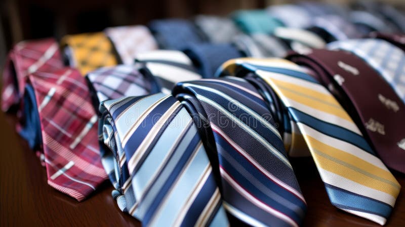 Silk Ties with Refined Striped Patterns Stock Illustration ...