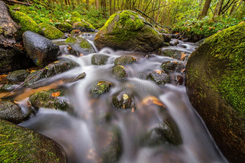 Silk Water in Stones Stream Stock Photo - Image of fall, flowing: 127989180