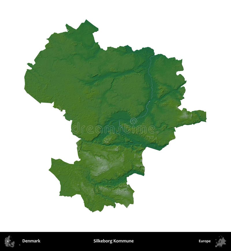 Silkeborg Kommune, Denmark, Isolated on White. Physical Stock ...