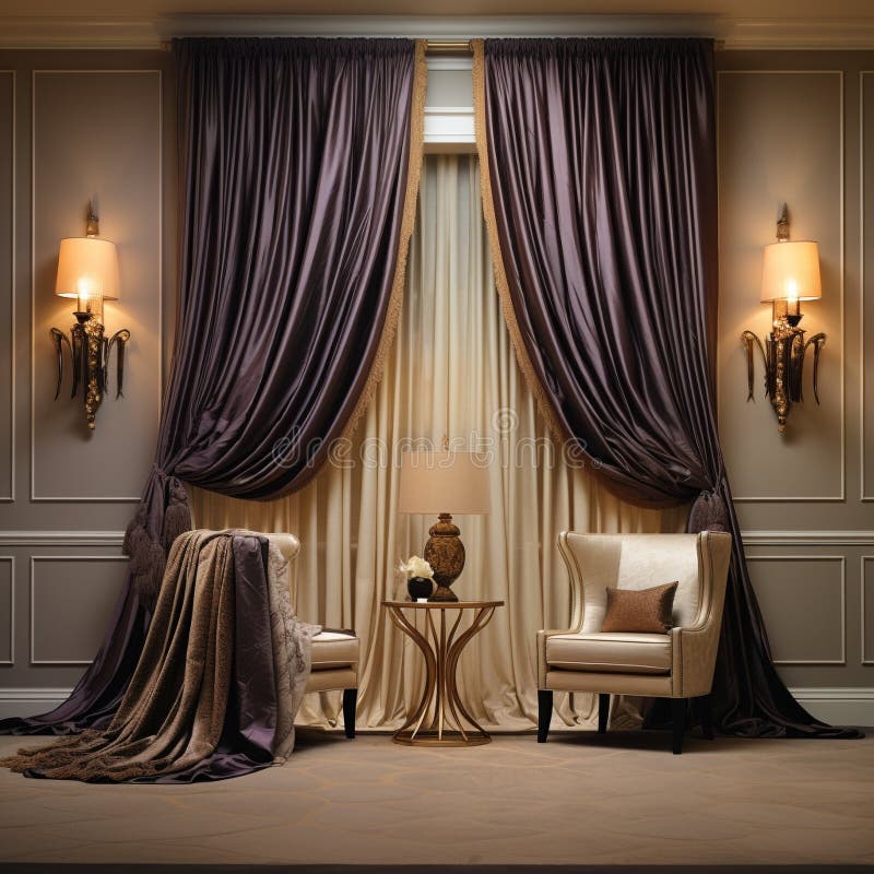 Silken Sands: Transforming Spaces with Luxurious Drapes Stock ...
