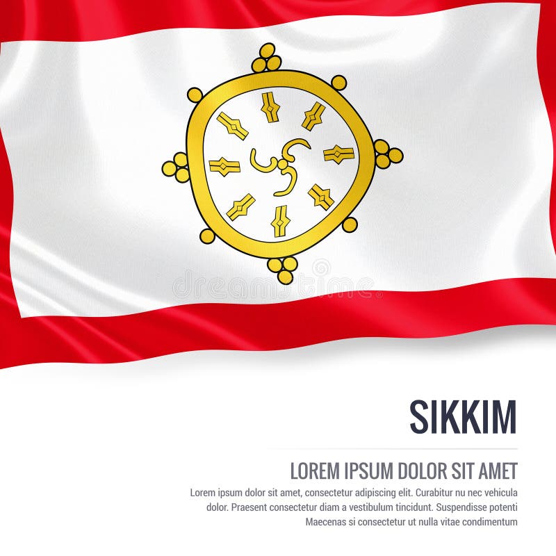 Flag of Sikkim Waving in the Wind. 3D Waving Flag Design. the National ...