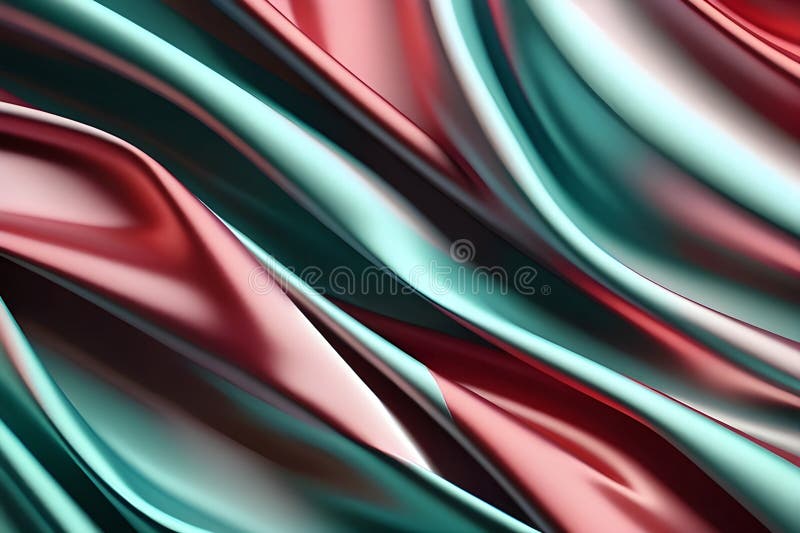 Silky Flowing Ribbons in Teal and Red Hues, Dynamic and Elegant ...