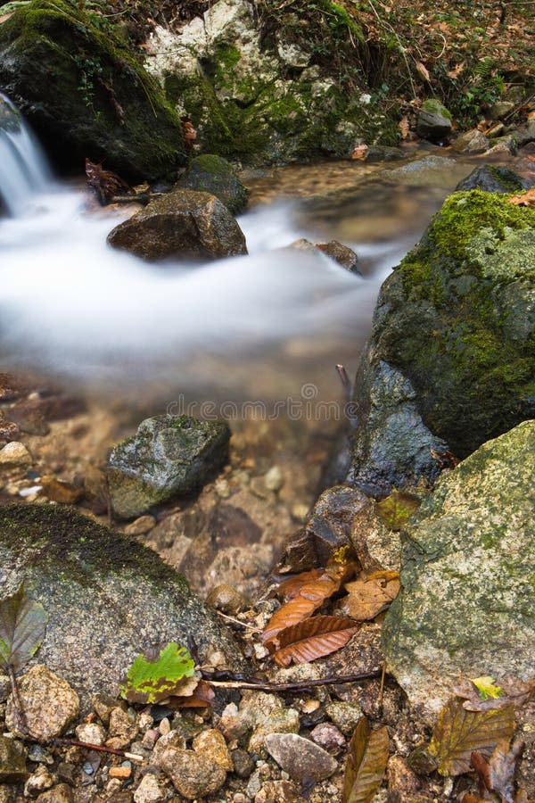 Silky Satin Soft River Waterfalls in Deep Forest with Rocks in Long ...