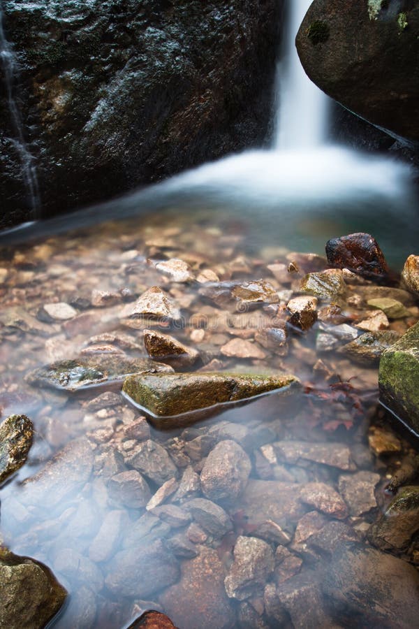 Silky Satin Soft Waterfall in Forest with Rocks in Long Exposure Stock ...