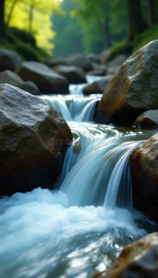 Silky Smooth Water Flowing Over Ancient Stones in Slow Motion ...