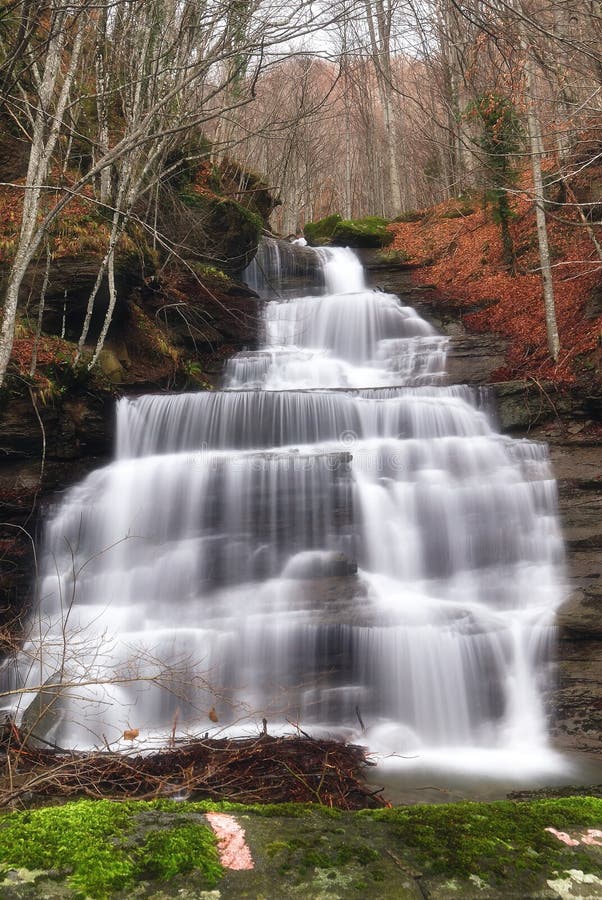 Silky Waterfall in Tobera Village, Burgos, Spain Stock Image - Image of ...