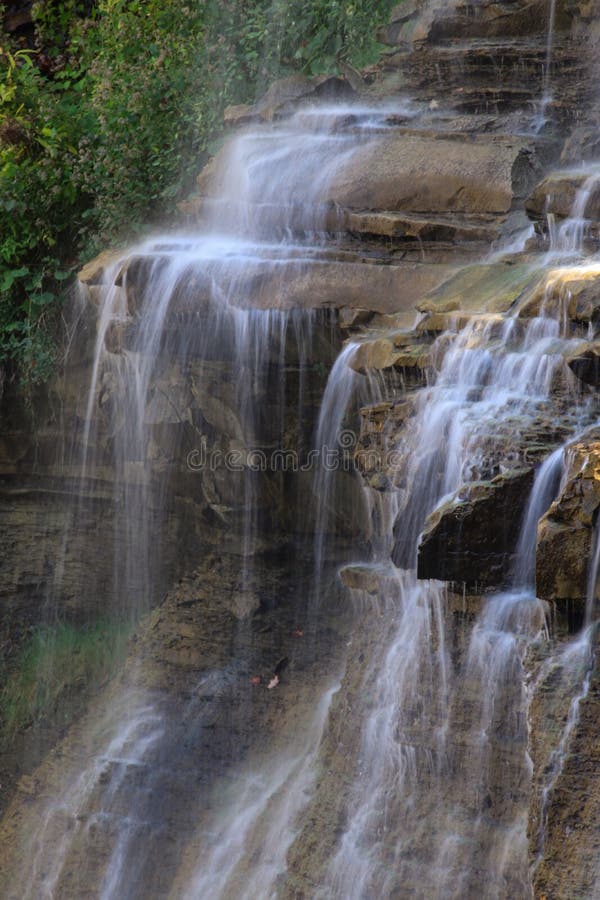 A Silky Waterfall in the Park. Stock Image - Image of summer, colored ...
