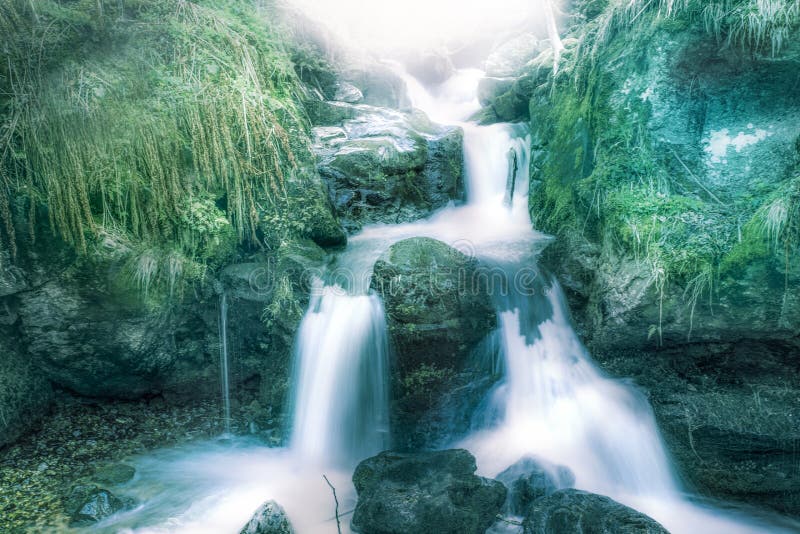 Silky waterfall stock photo. Image of park, foliage, natural - 92449864