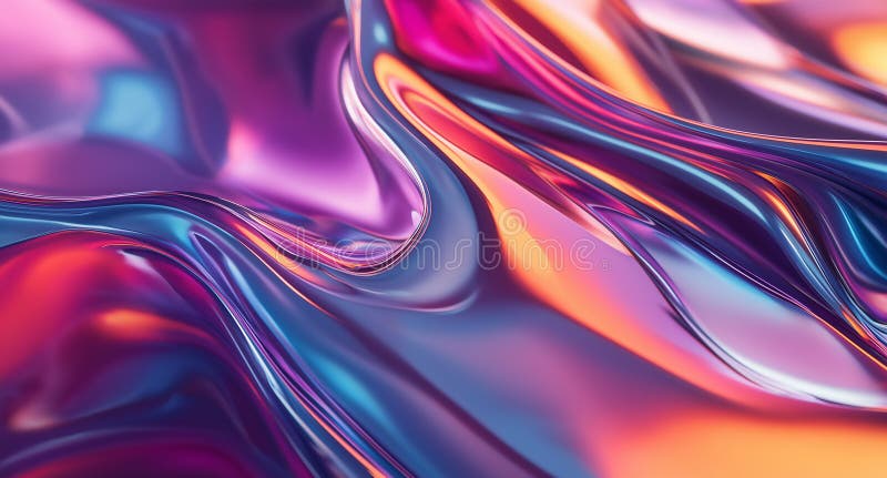 Silky Waves of Iridescent Colors Stock Illustration - Illustration of ...