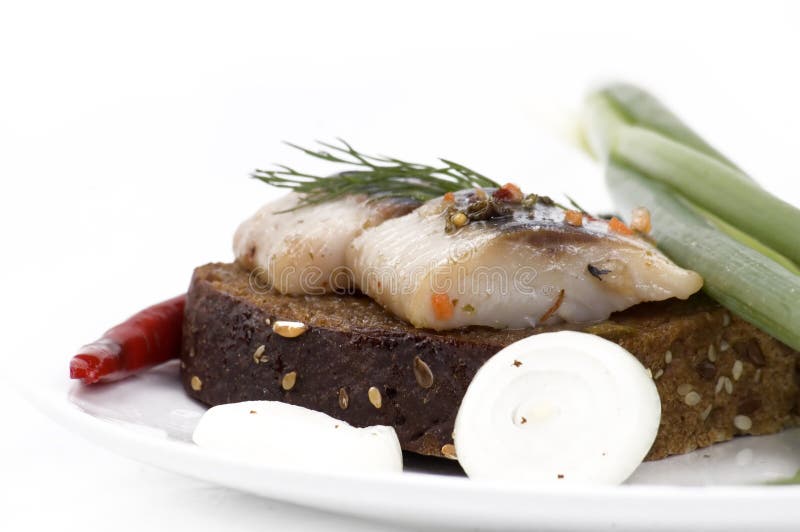 Sill arkivfoto. Bild av stängning, smakligt, filé, grönsallat - 21974220