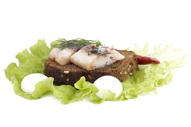 Sill arkivfoto. Bild av stängning, smakligt, filé, grönsallat - 21974220