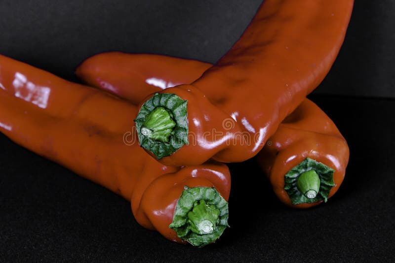 Silllife of Red Pepper- Vegetable Against a Black Background Stock ...