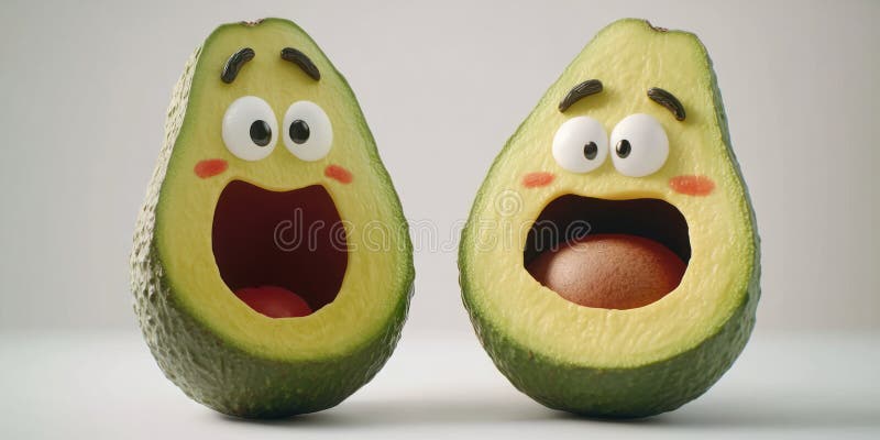Silly Avocado Duo with Expressive Faces for Fun Kitchen Decor and ...