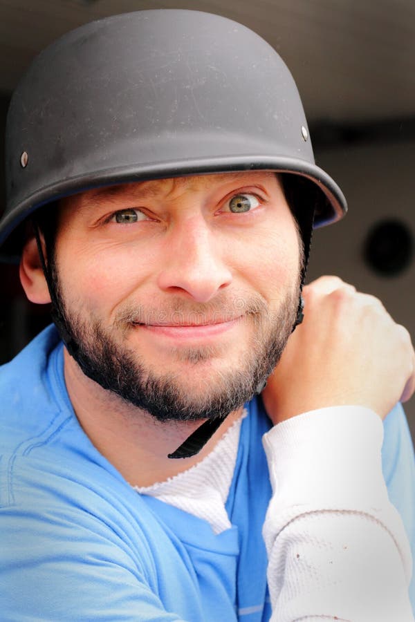 Silly Biker with Helmet stock image. Image of distaste - 28846013