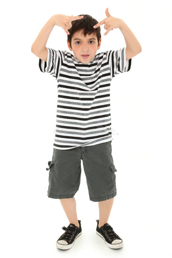 Silly Boy Making Goofy Faces and Gestures Stock Photo - Image of ...