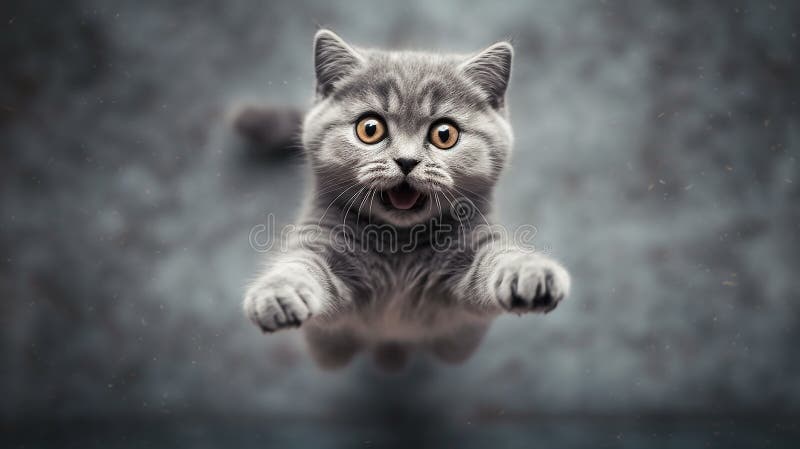 Silly Grey Cat Making a Funny Face As it S Looking at Camera. Created ...