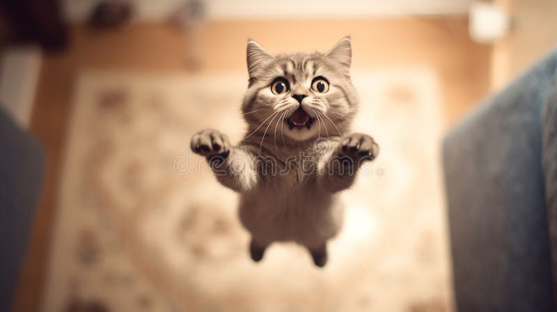 Silly Grey Cat Making a Funny Face As it S Looking at Camera. Created ...