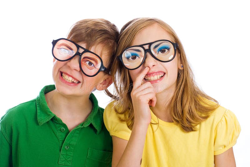 Two Funny Kids with Silly Glasses Stock Photo - Image of youth, funny ...