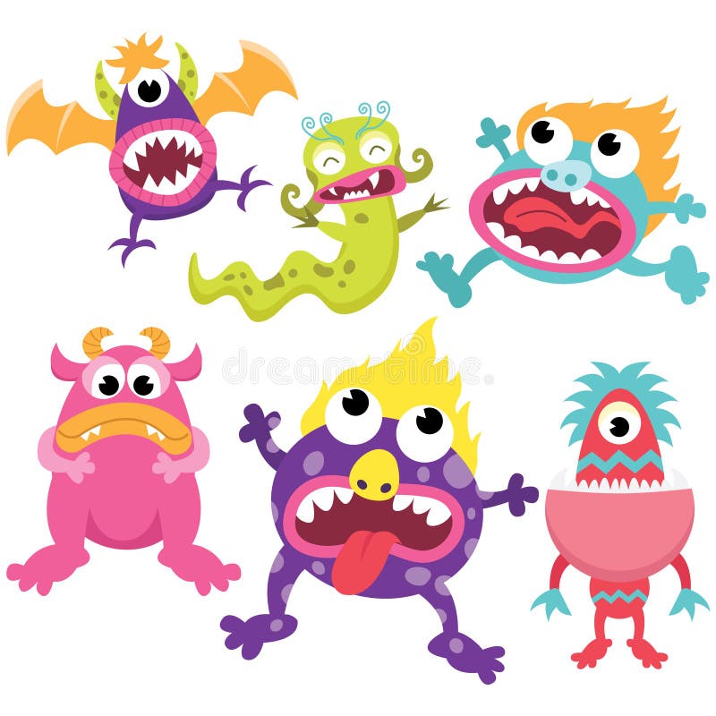Silly Litter Monsters Set stock vector. Illustration of clip - 57183310