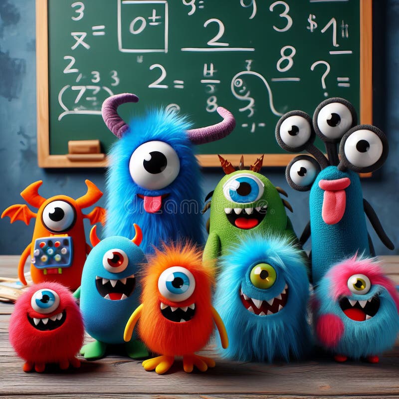 Silly Monsters with Funny Faces and Strange Old Stock Image - Image of ...