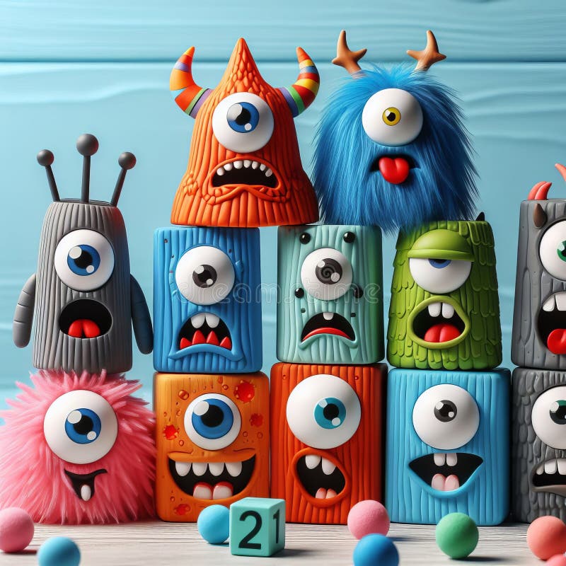 Silly Monsters with Funny Faces and New Beautiful Stock Illustration ...