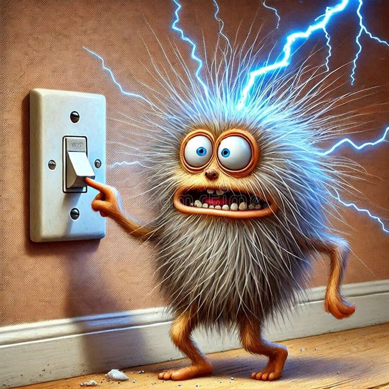 A Silly Quirky Person Electrocuted while Touching a Switch and the Hair ...