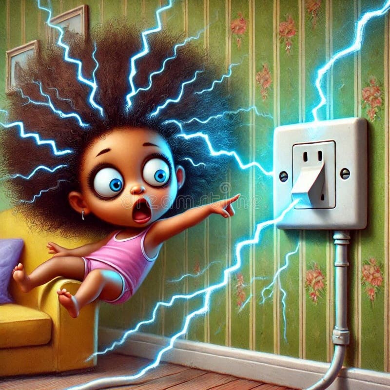 A Silly Quirky Person Electrocuted while Touching a Switch and the Hair ...