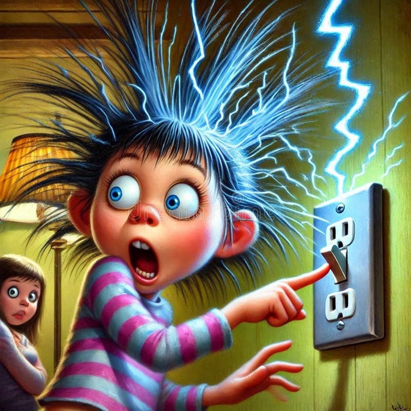 A Silly Quirky Person Electrocuted while Touching a Switch and the Hair ...