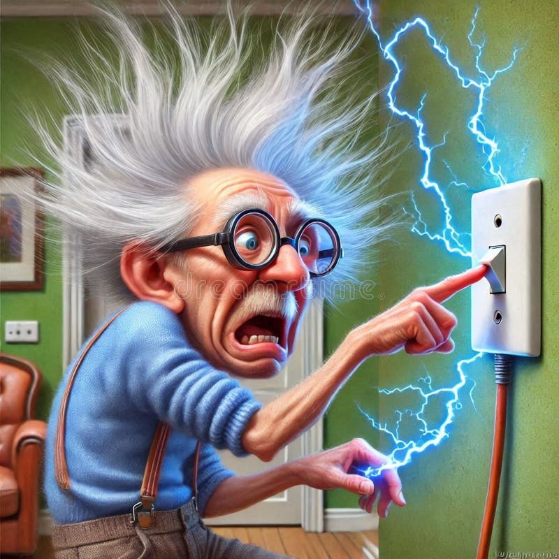 A Silly Quirky Person Electrocuted while Touching a Switch and the Hair ...