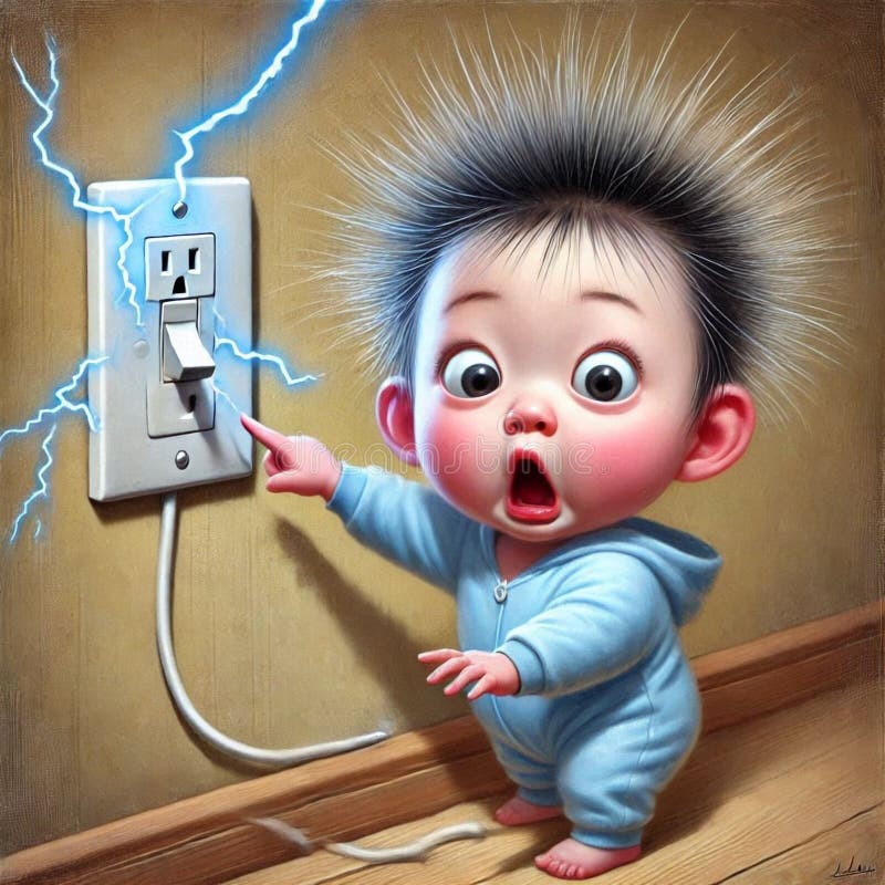 A Silly Quirky Person Electrocuted while Touching a Switch and the Hair ...