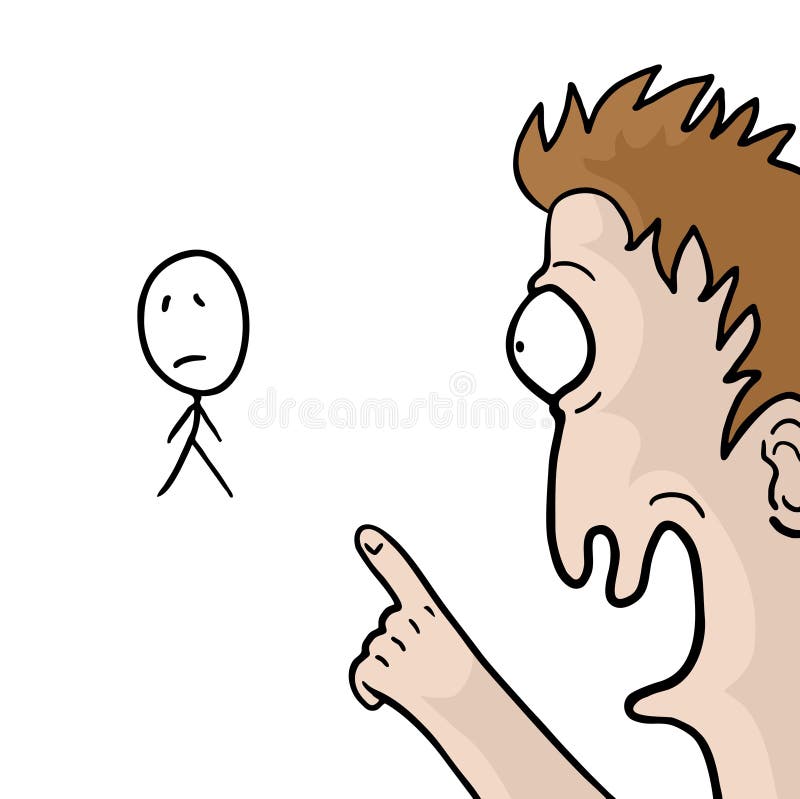 Young Person Mocking or Ridiculing Old Person, Laughing and Pointing at ...