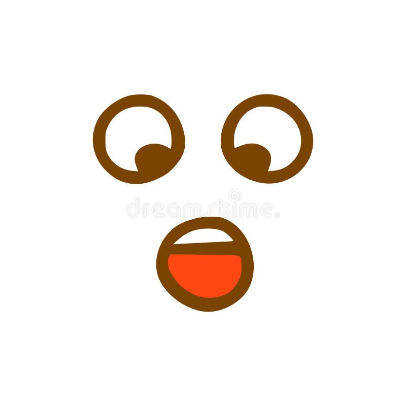 Silly Scared Face Doodle Icon. Emoticon in Hand Drawn Style Stock ...