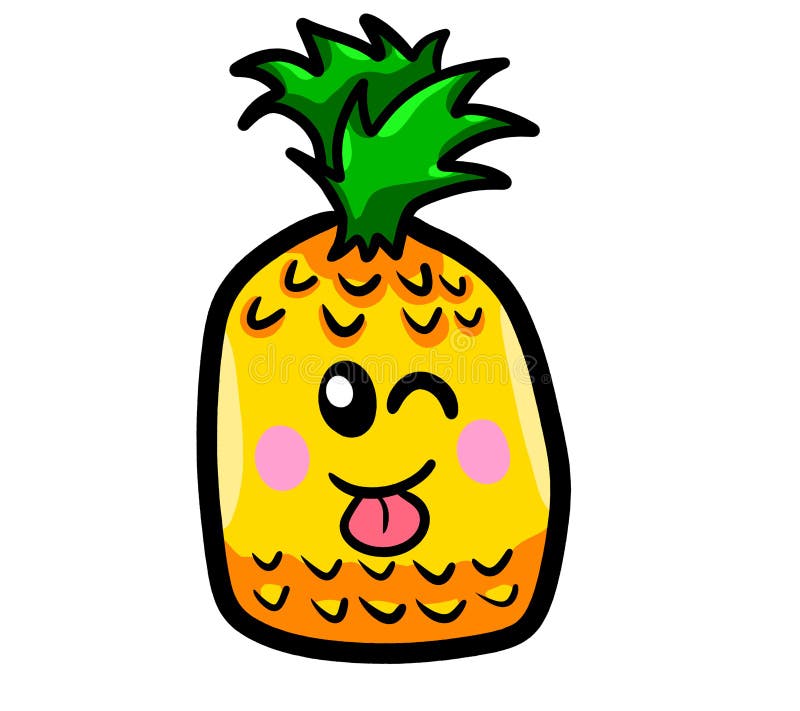 Silly Winking Cartoon Pineapple Stock Illustration - Illustration of ...