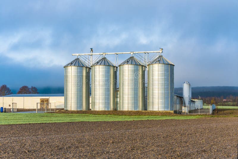 Silo in Beautiful Landscape with Dramatical Light Stock Photo - Image ...