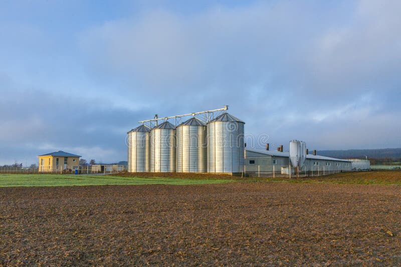 Silo in Beautiful Landscape with Dramatical Light Stock Image - Image ...