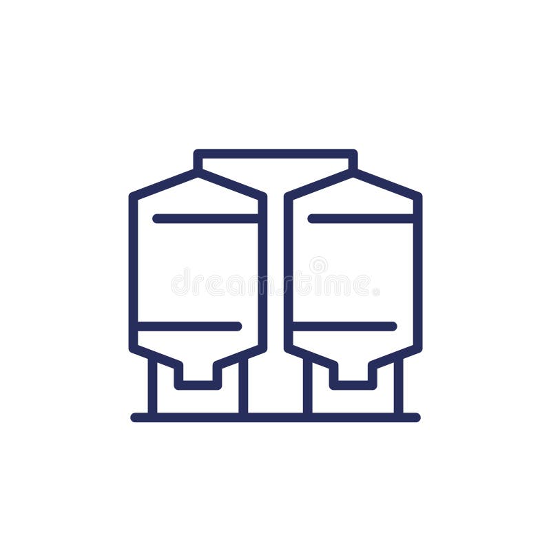 Silo, Grain Storage Line Icon Stock Vector - Illustration of farming ...