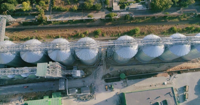 Grain Storage Tank View from Above. Grain Storage in Large Slots Aerial ...