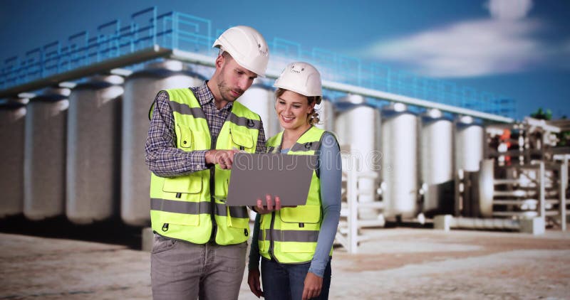 Silo Industrial Facility Managers at Work Stock Image - Image of silos ...