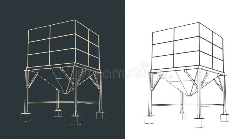 Silo storage drawings stock vector. Illustration of blueprints - 216793805