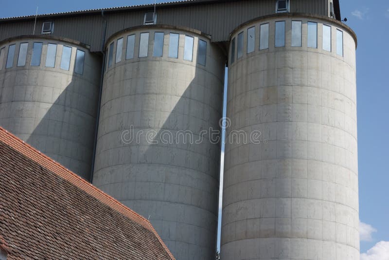 Silo Towers for Storing Bulk Materials Stock Image - Image of arable ...