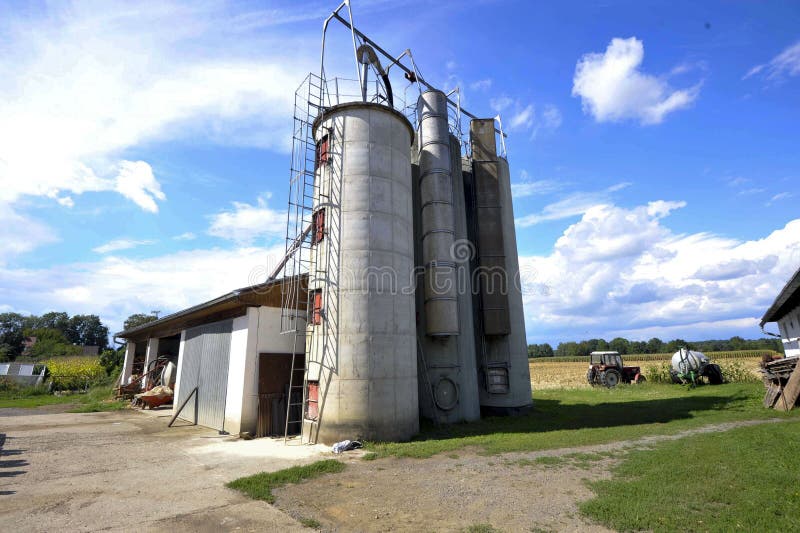 Silo Towers for Storing Bulk Materials Stock Photo - Image of ...