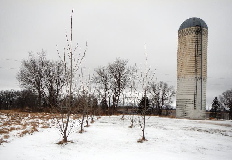 Silo in Winter stock image. Image of snowy, started, blue - 49437127