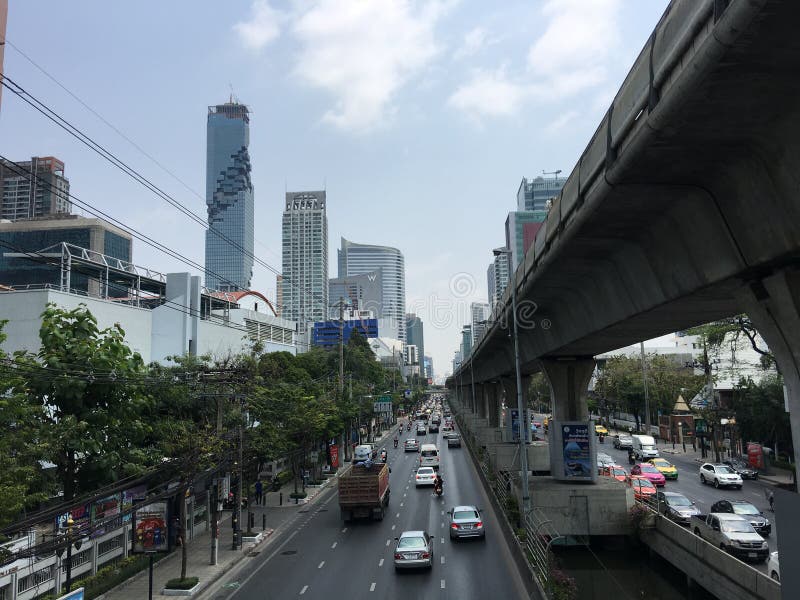 Silom road in Bangkok editorial stock image. Image of asia - 73852314