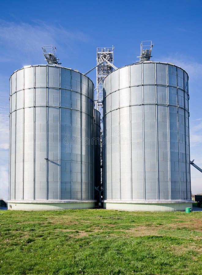 Grain Silo on Farm in Gilbrt,AZ Stock Photo - Image of heavy, metal ...