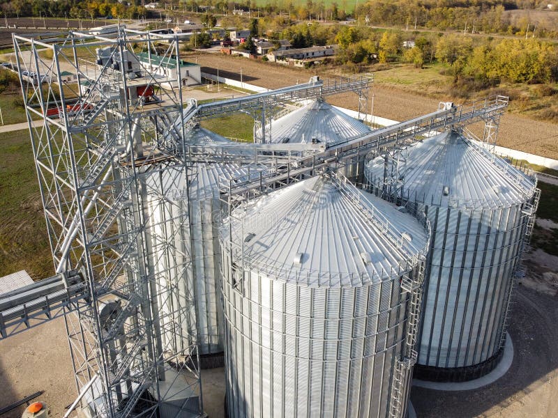 Silos of grain storage stock image. Image of industry - 235664461