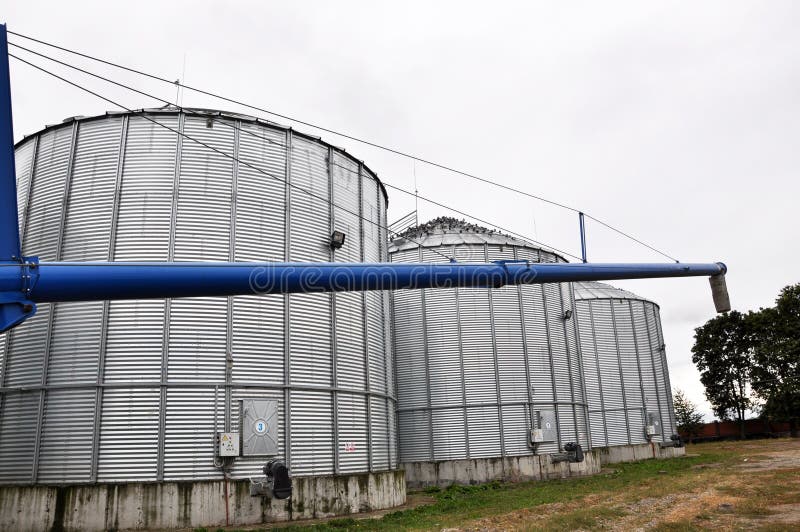 Silos for grain storage stock image. Image of plant - 166478497