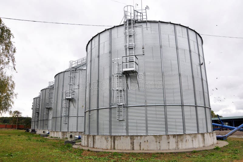 Silos for grain storage stock photo. Image of agricultural - 166478578